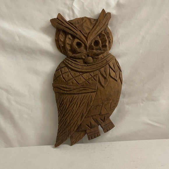 Wall Decor | Vintage Carved Wood Owl Plaque | Poshmark